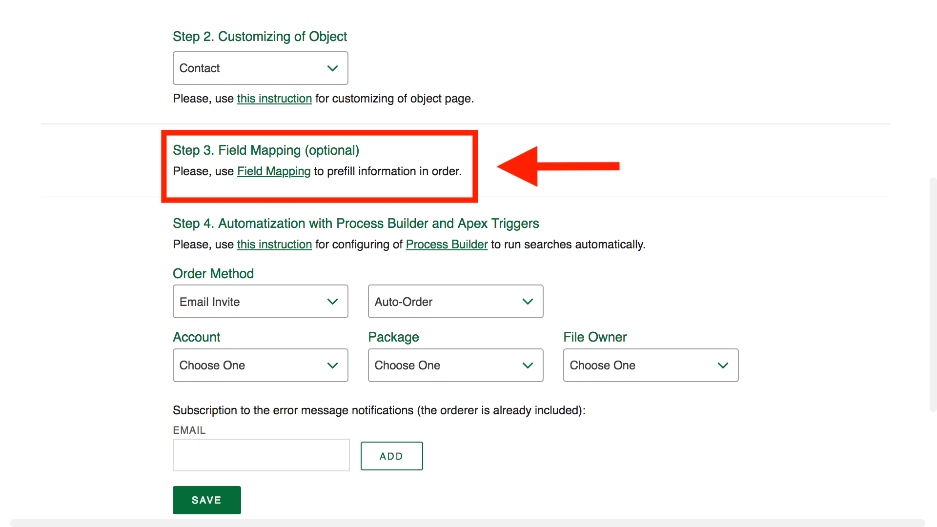 Configuration Step 3 Field Mapping Client Resource Center