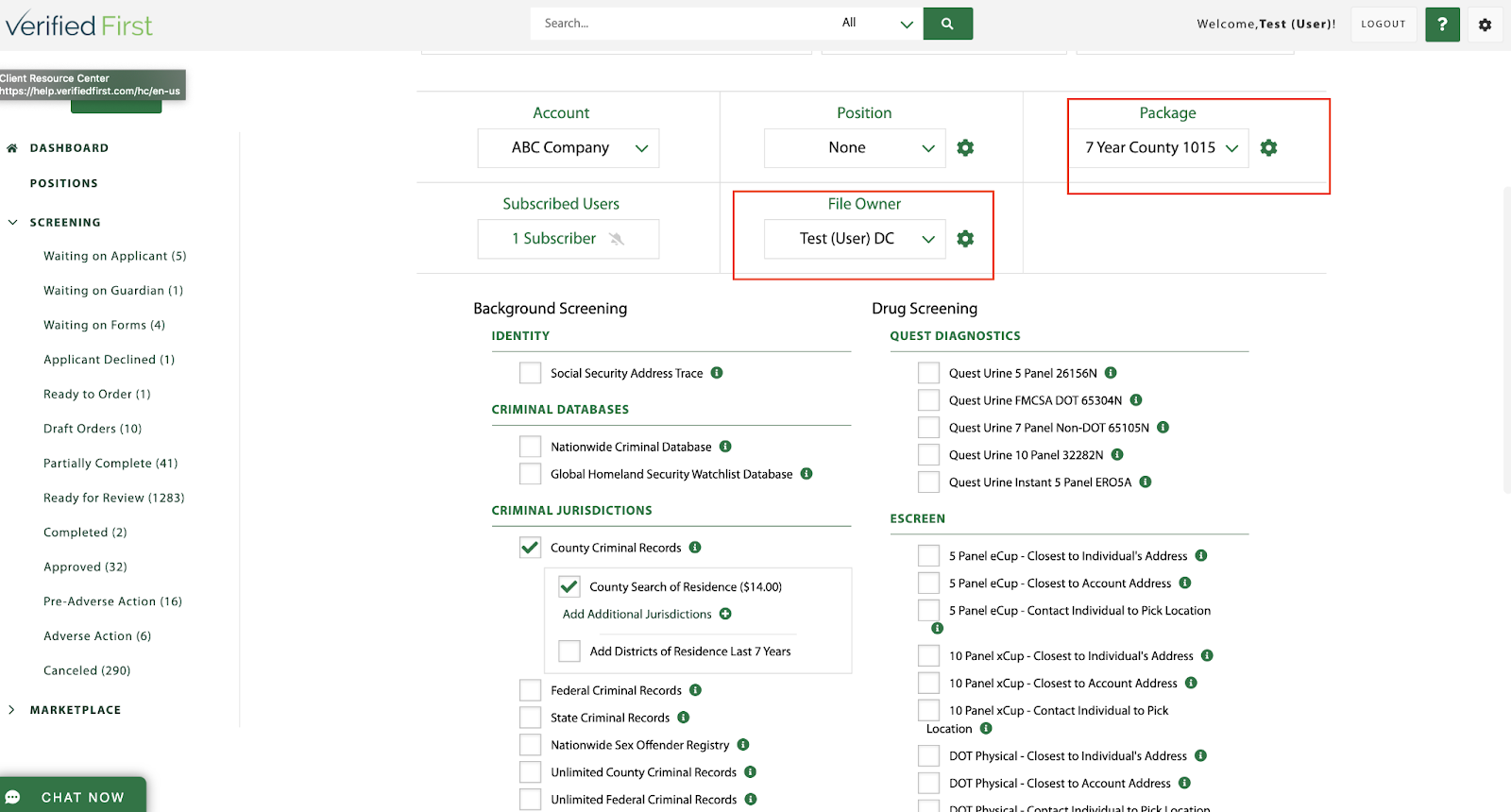 Quest Ordering Process – Client Resource Center